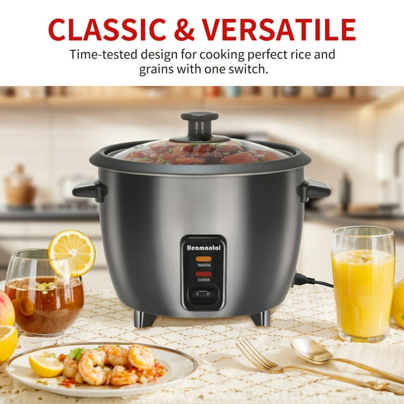 3-Cup (Uncook)/6-Cup (Cooked) Rice Cooker - 1.5 Qt, Removable Nonstick ...