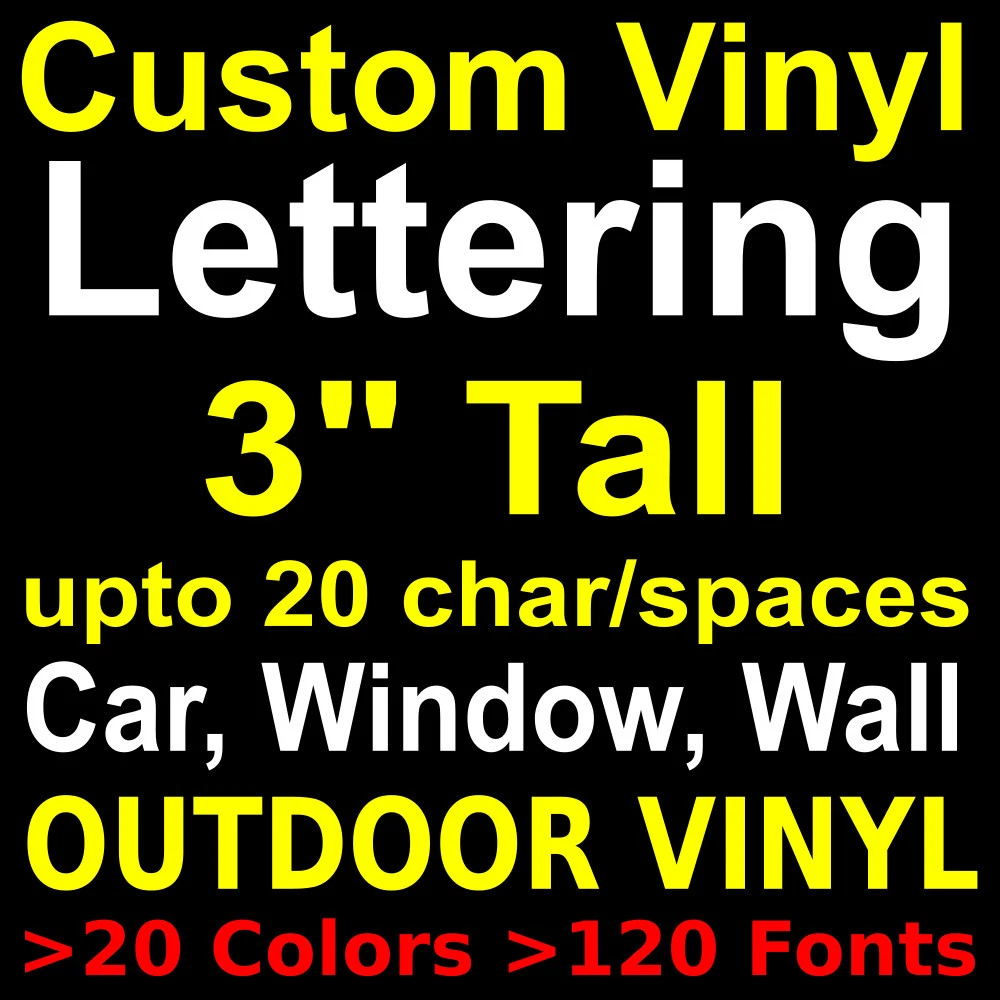3 Custom Vinyl Lettering,Stickers,Letters,Decals-Wall,Window,Car Vinyl ...