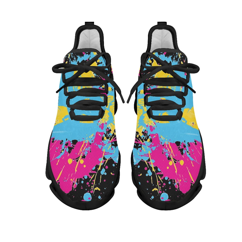 3 D Color Ink Painting Pattern Female Flat Shoes Comfort Sport Sneakers ...
