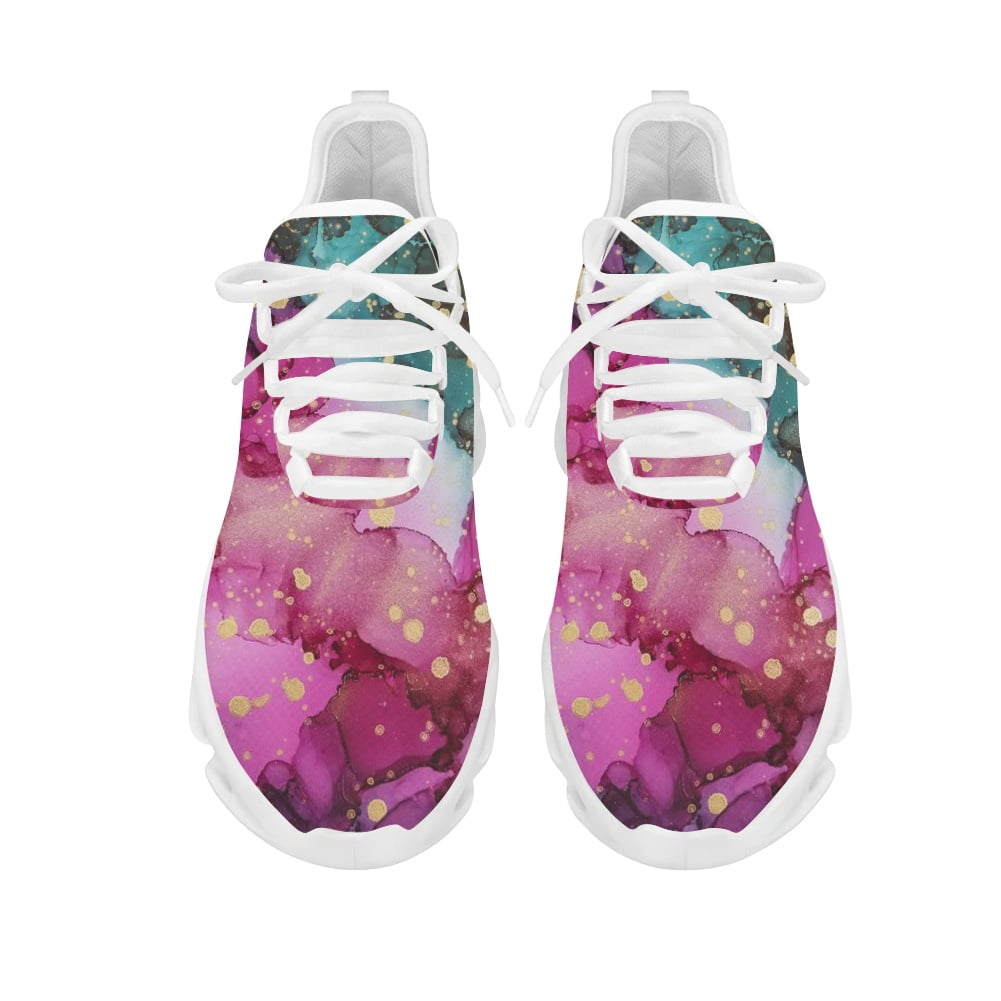 3 D Color Ink Painting Pattern Female Flat Shoes Comfort Sport Sneakers ...