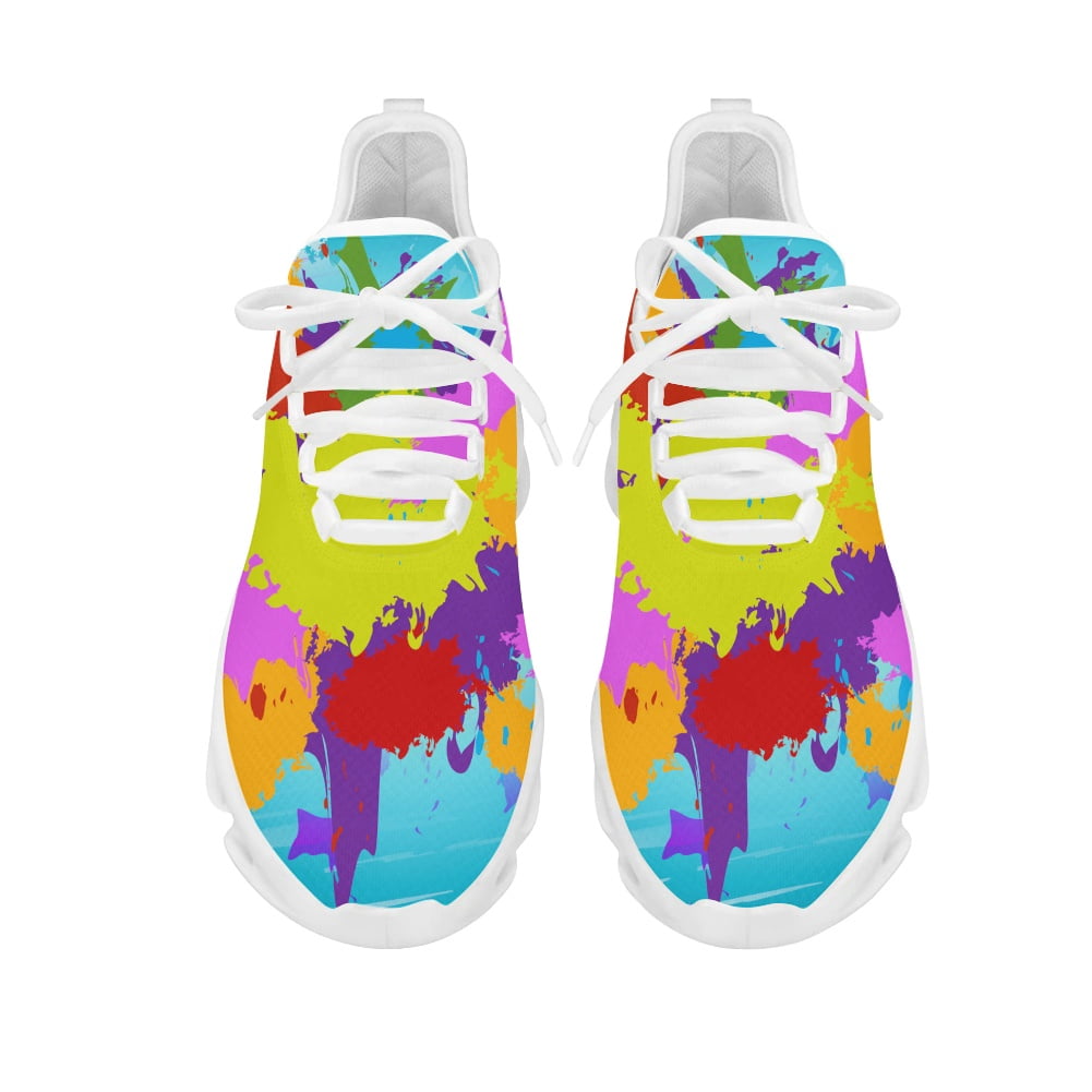 3 D Color Ink Painting Pattern Female Flat Shoes Comfort Sport Sneakers ...
