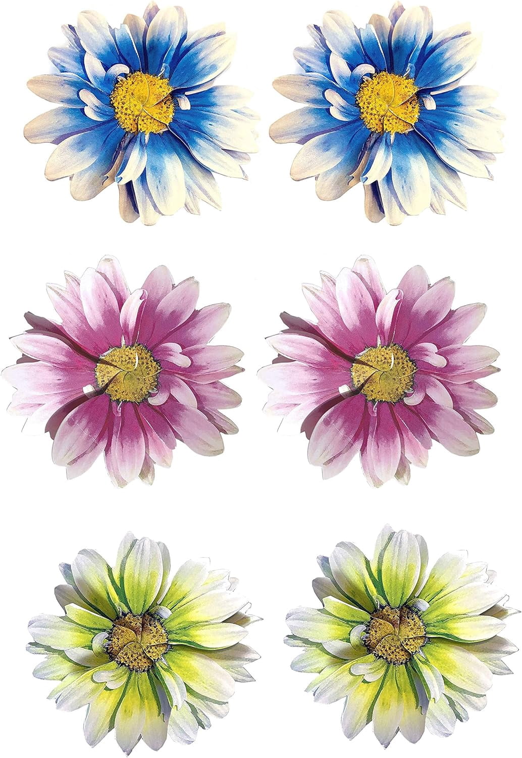 3-D Flower Pop Up Cards - 4" Wide, Set of 6, Blue, Green, Pink, Easter ...