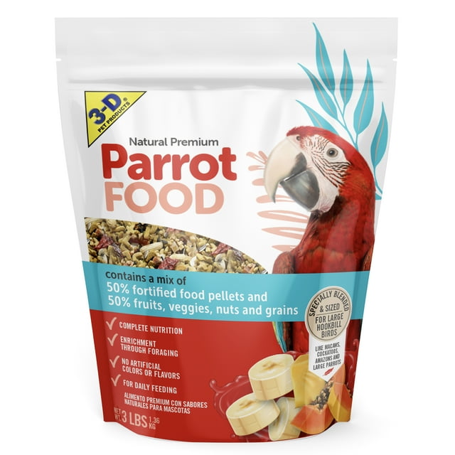 3-D Pet Products Natural Premium Parrot Food, with Fortified Pellets, 3 ...