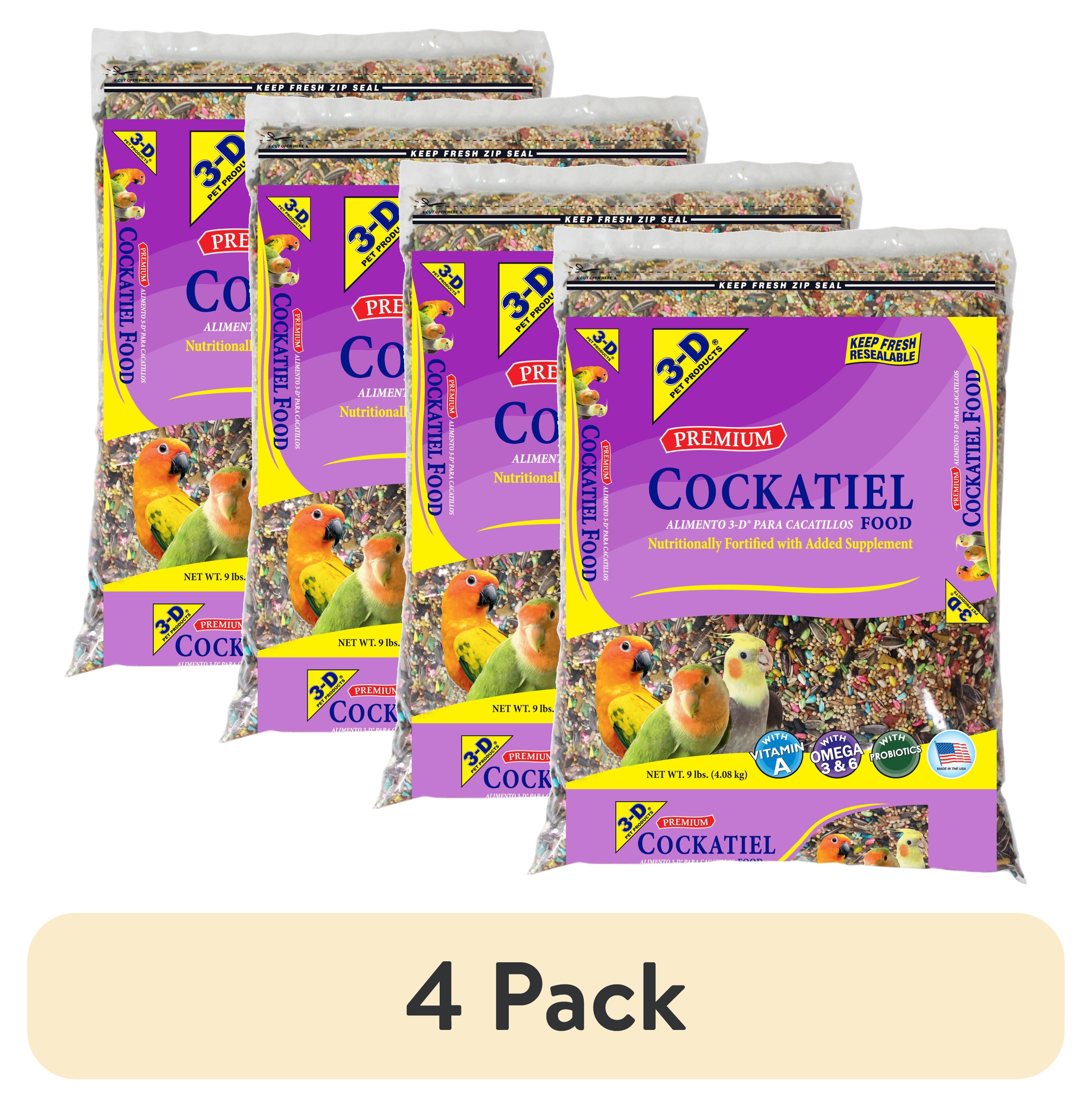 (4 pack) 3-D Pet Products Premium Cockatiel Mix Bird Food Seeds, with ...