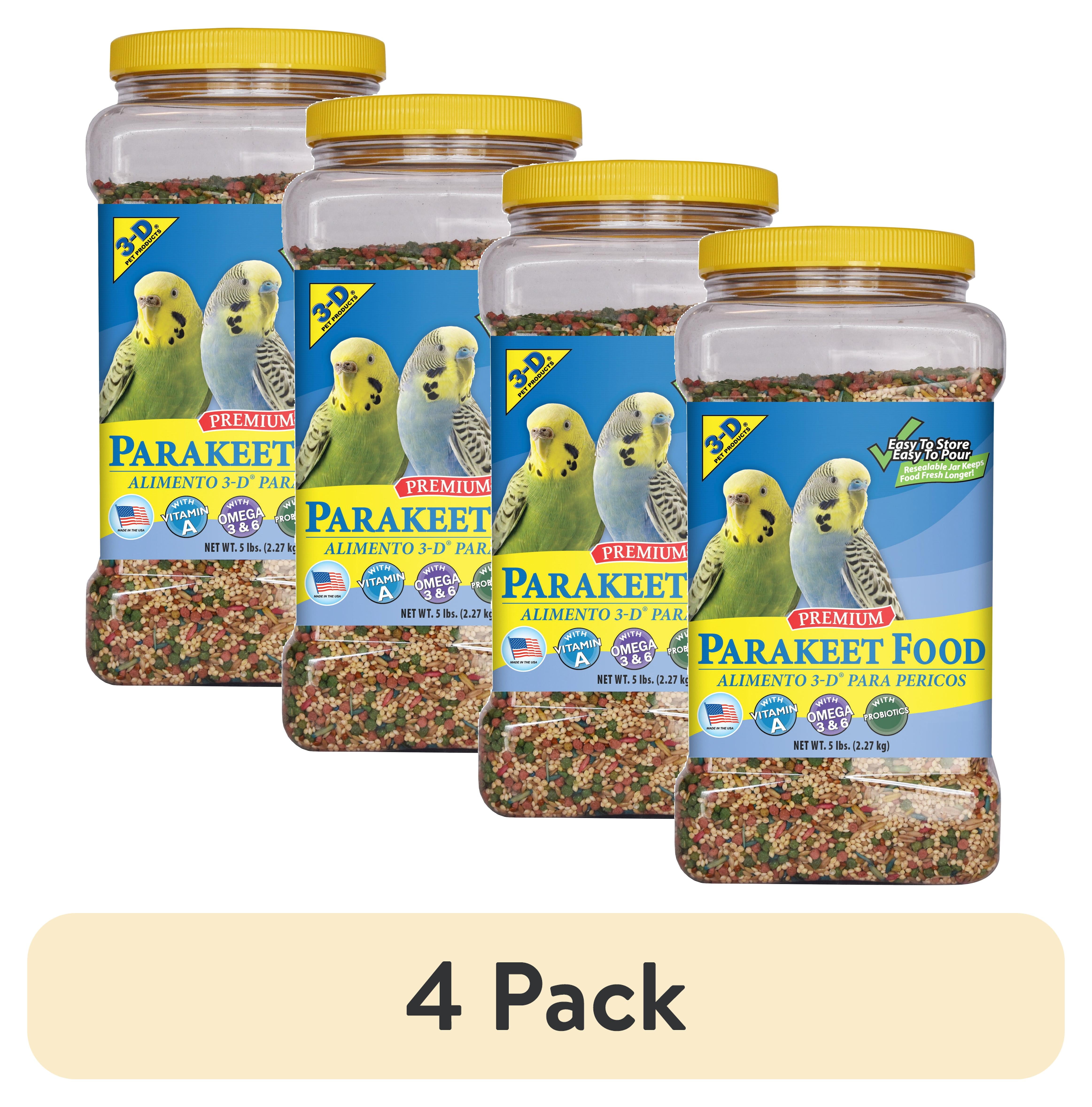 (4 pack) 3-D Pet Products Premium Parakeet Food, 5.0 lb. Stay Fresh Jar ...
