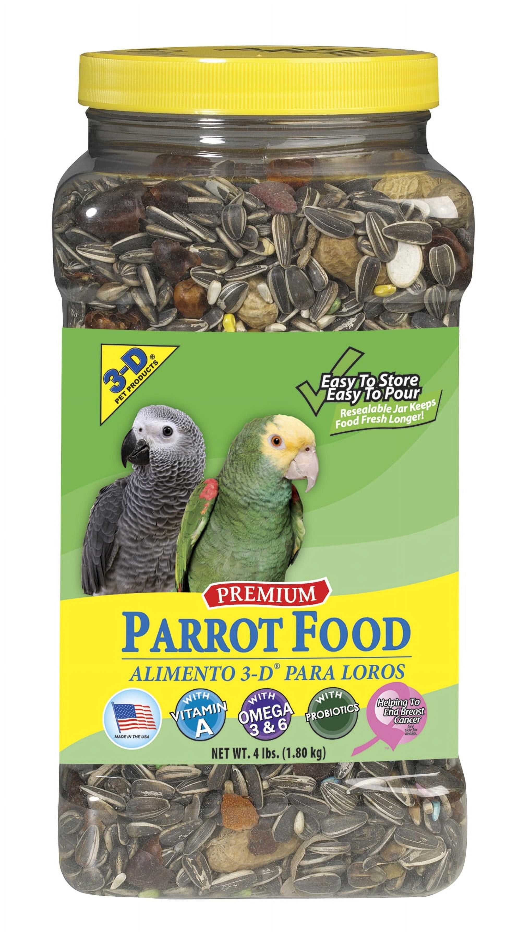 3-D Pet Products Premium Parrot Bird Food Seeds Vitamins 4 lb Stay ...