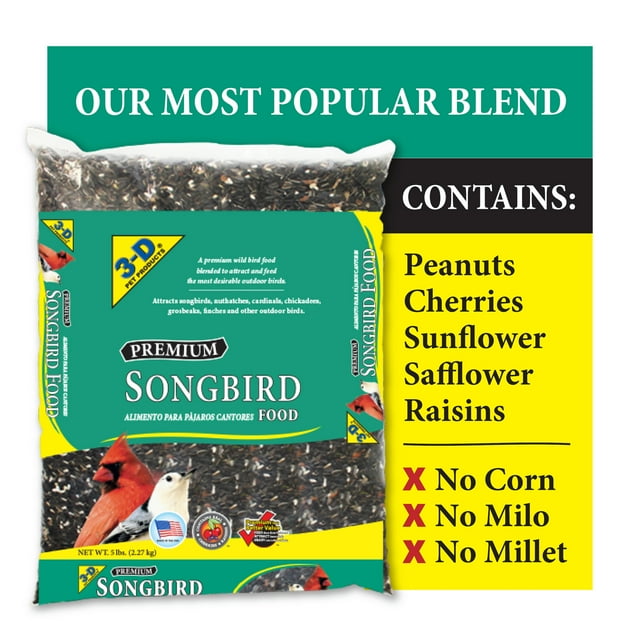 3-D Pet Products Premium Songbird Blend Dry Wild Bird Food, 5 lb.; 1 ...