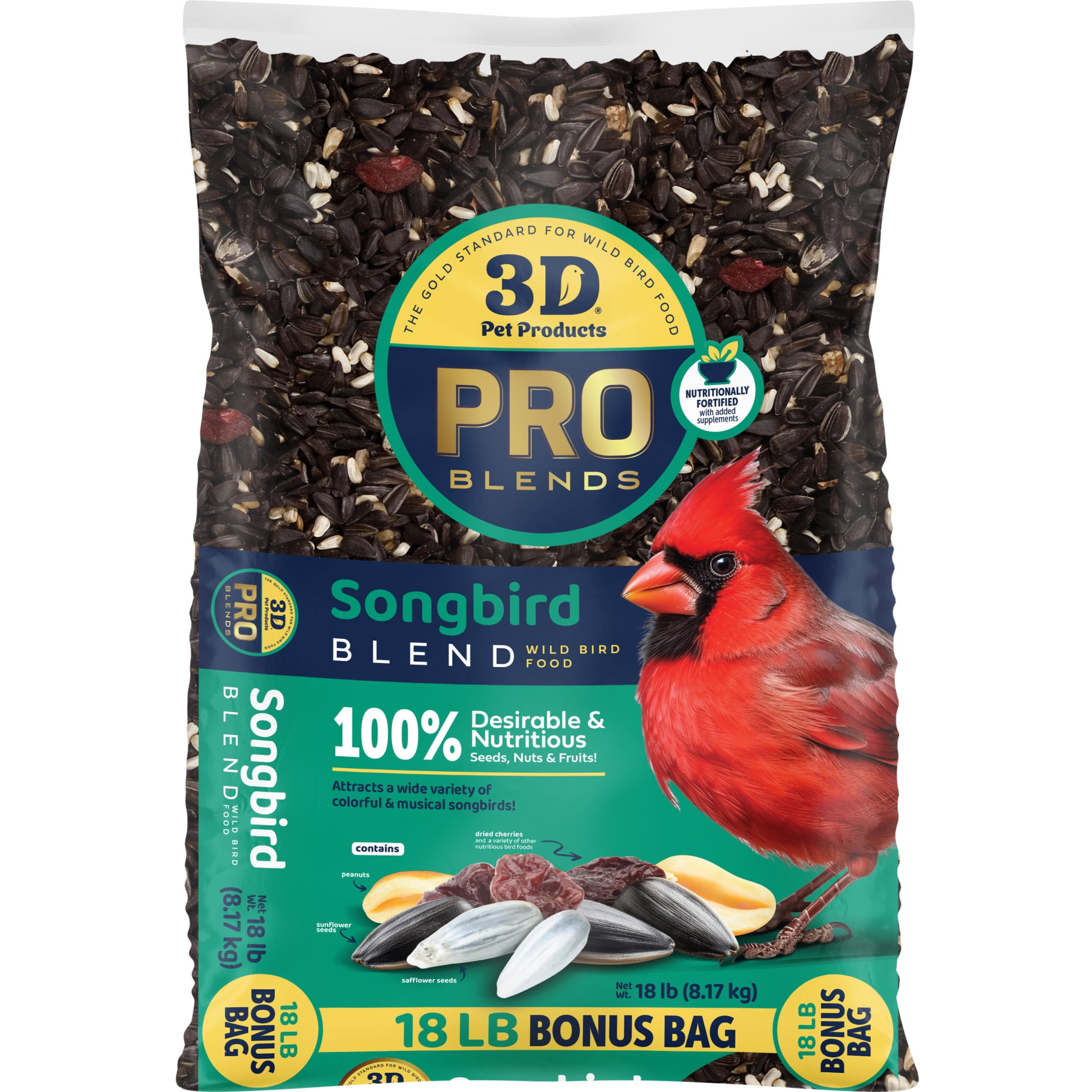 3-D Pro Blends Songbird Blend Wild Bird Food 18 Pound Bonus Bag ...