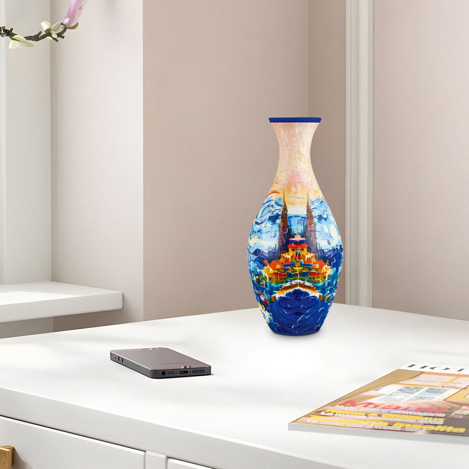 3-D Puzzle Vase Unique Flower Vase Made by 160 Curved Plastic Puzzle ...