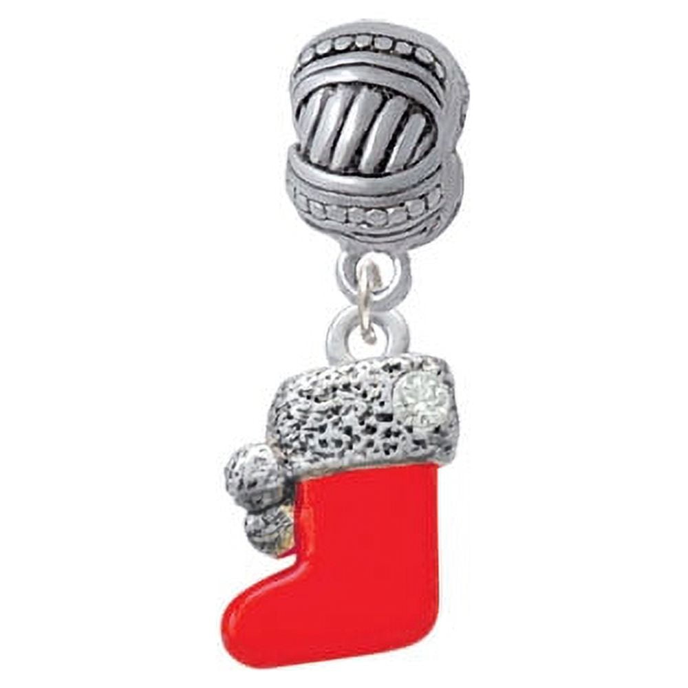 3-D Red Stocking with Fur and Clear Crystal - Large Rope with Cross ...