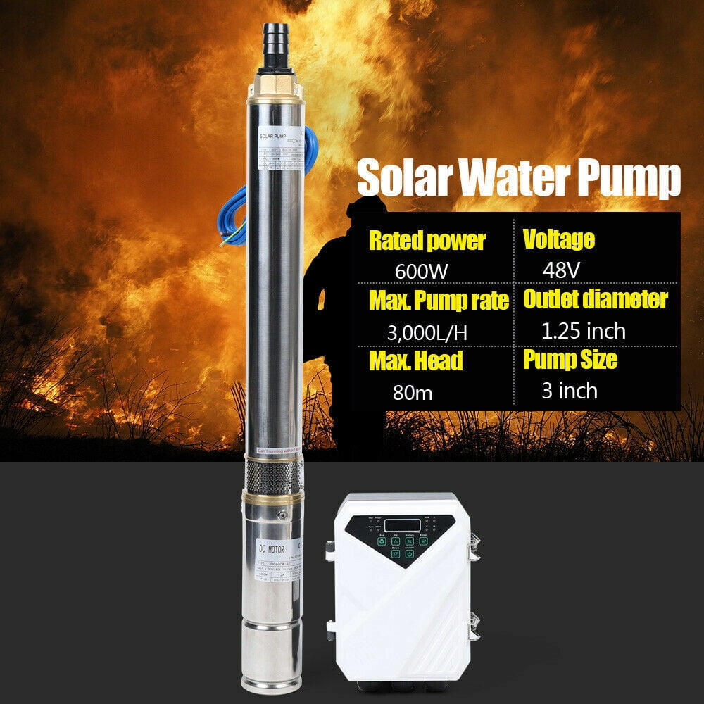 3" DC Solar Water Pump 600W Submersible Deep Bore Well Pump MPPT ...