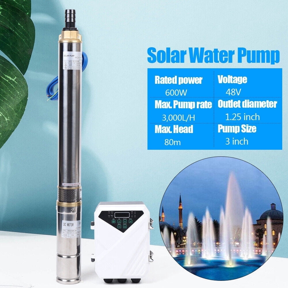 3" DC Solar Water Pump Deep Well Submersible Pump MPPT Controller Kit ...