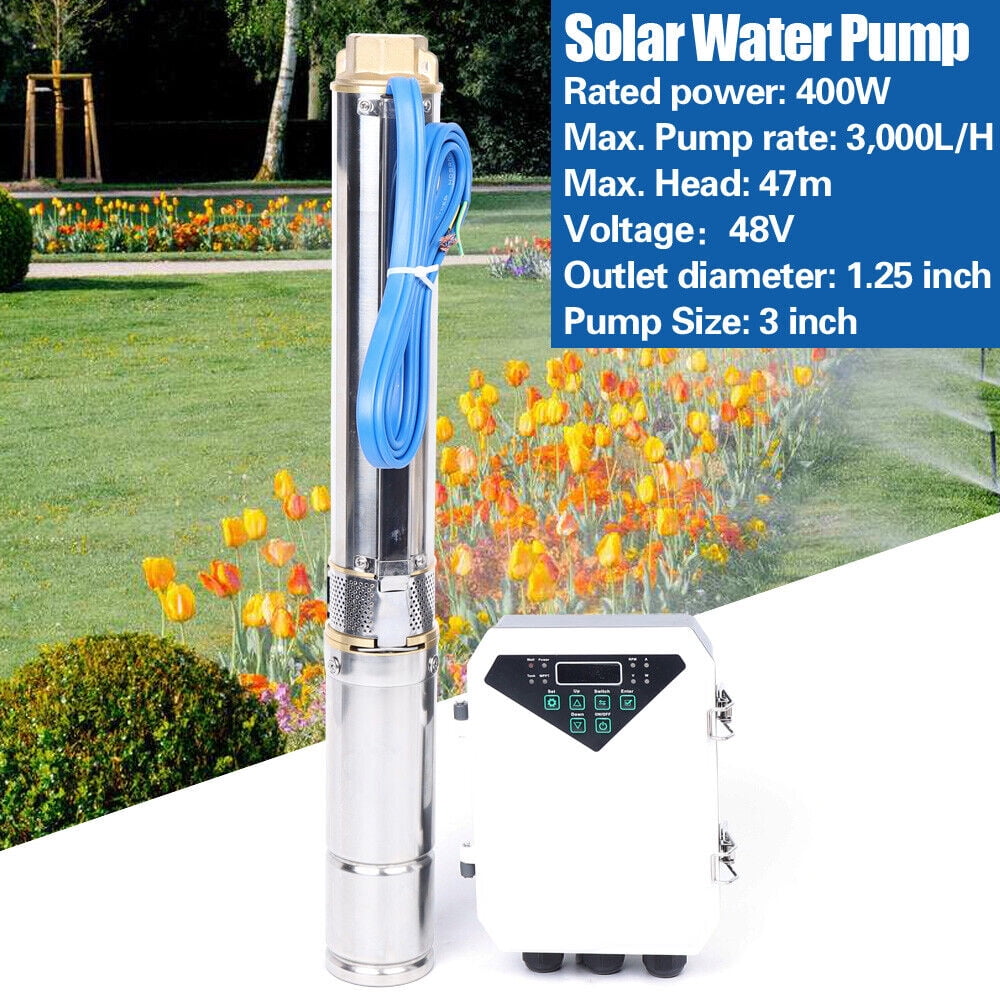 3" DC Solar Water Pump Submersible Deep Bore Well Pump 48V 400W +MPPT ...