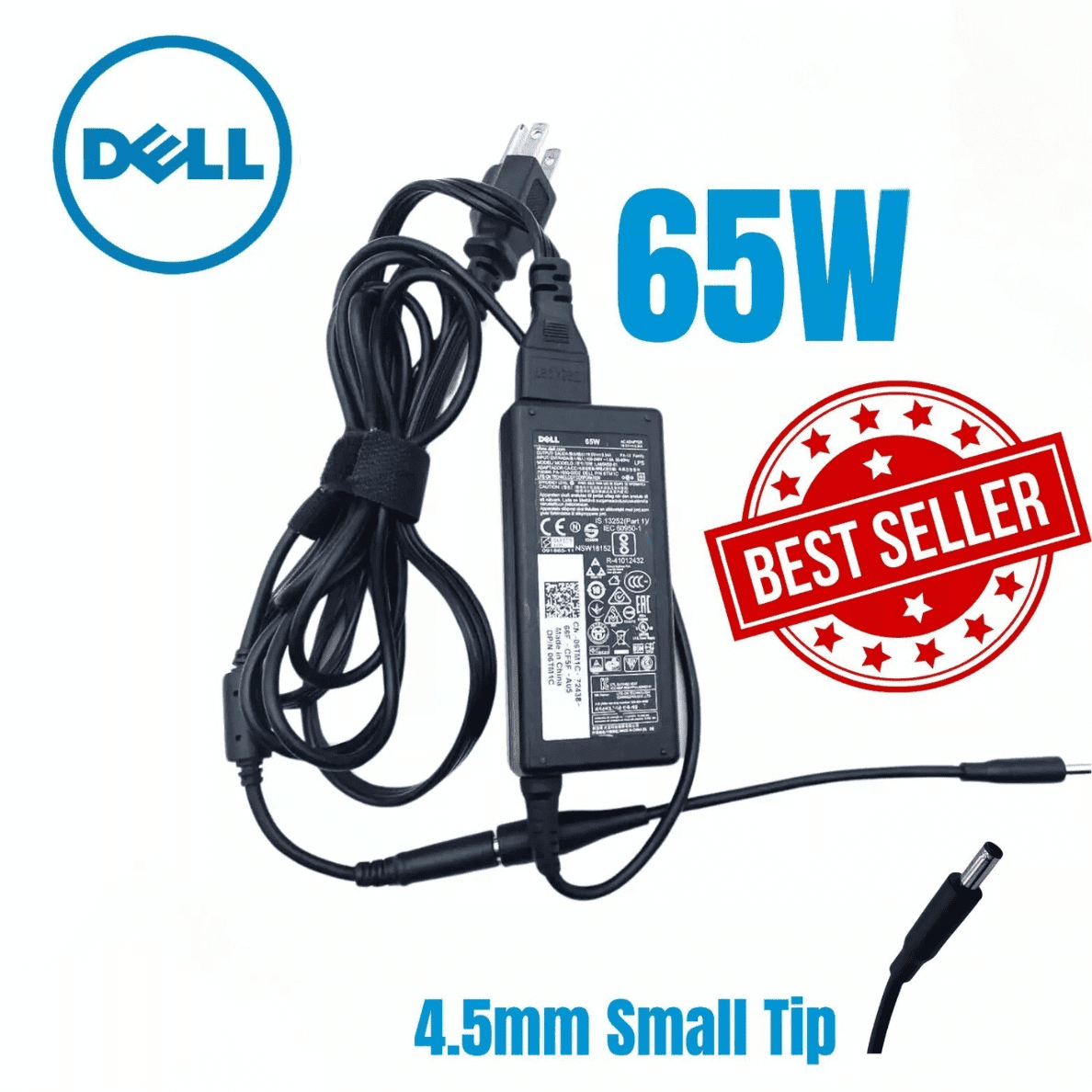 Pre-Owned DELL 65W Power Adapter with 7.4mm & 4.5mm Connectors ...