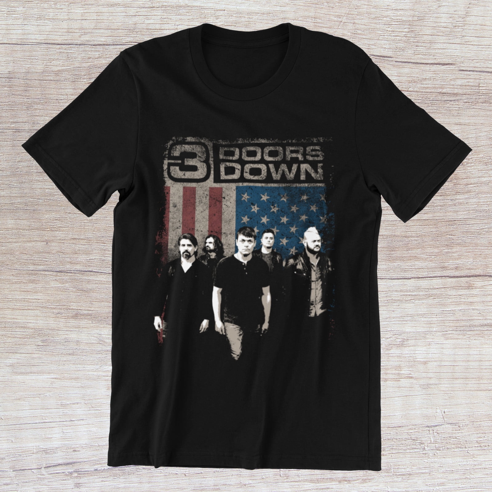3 DOORS DOWN American Flag T-Shirt 90s Alternative Rock Band Ringspun ...
