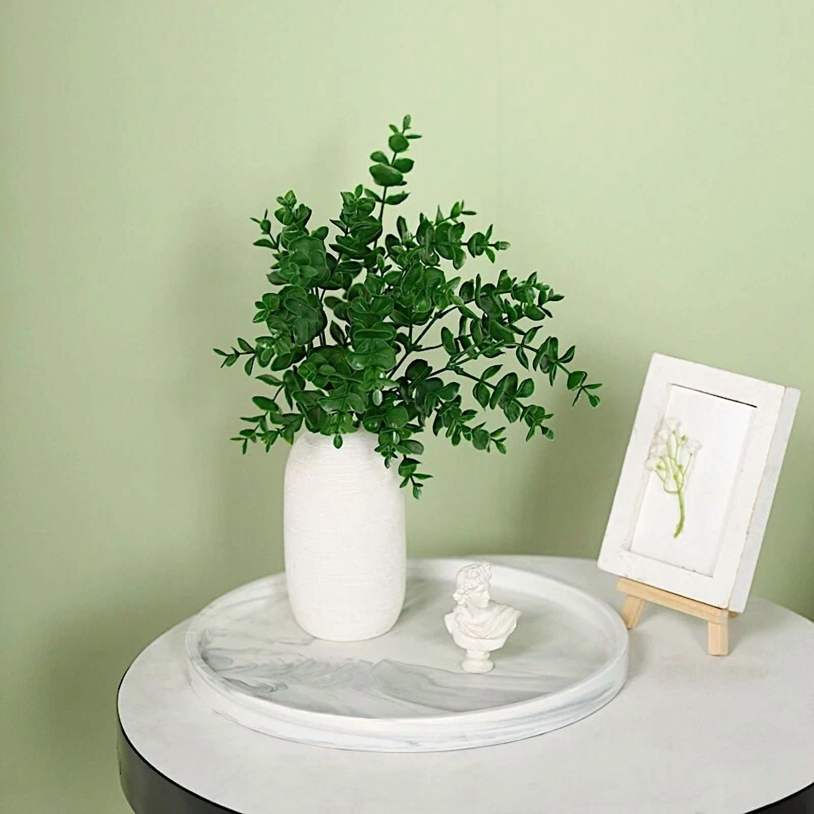 3 Dark Green 13" Artificial Eucalyptus Stem Faux Greenery Bushes Party ...