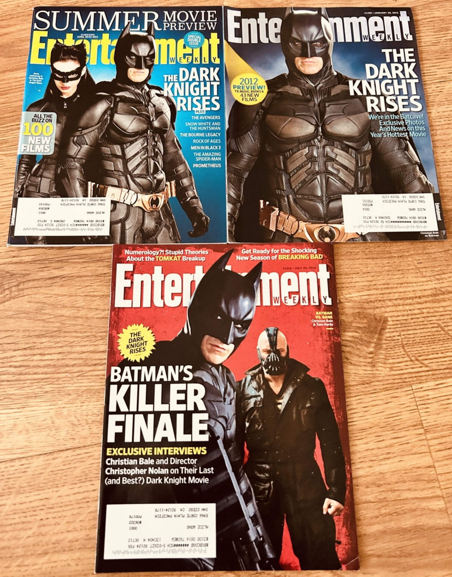 3 Dark Knight movie 2012 Entertainment Weekly magazine issues Christian ...