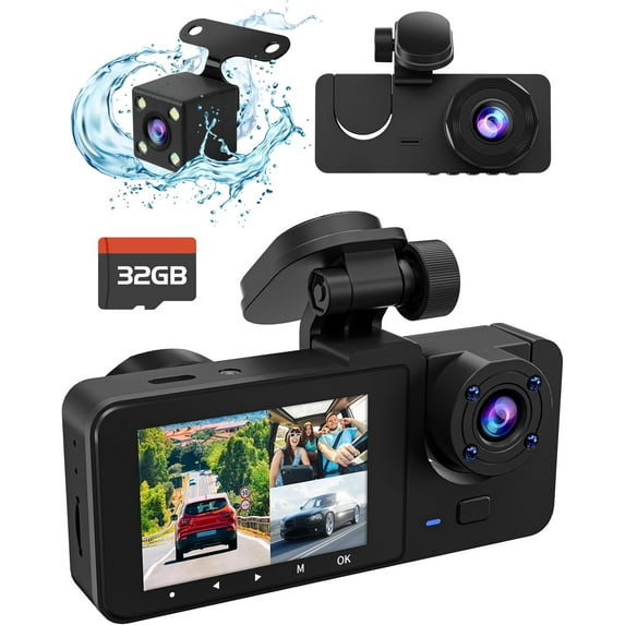 3 Dash Cam Front and Rear Inside, 4K Full UHD Dash Camera for , Camera ...
