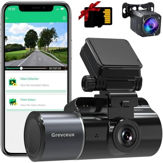 3 Dash Cam with WiFi Function, 4K Front and 1080P Cabin and Rear Dash ...
