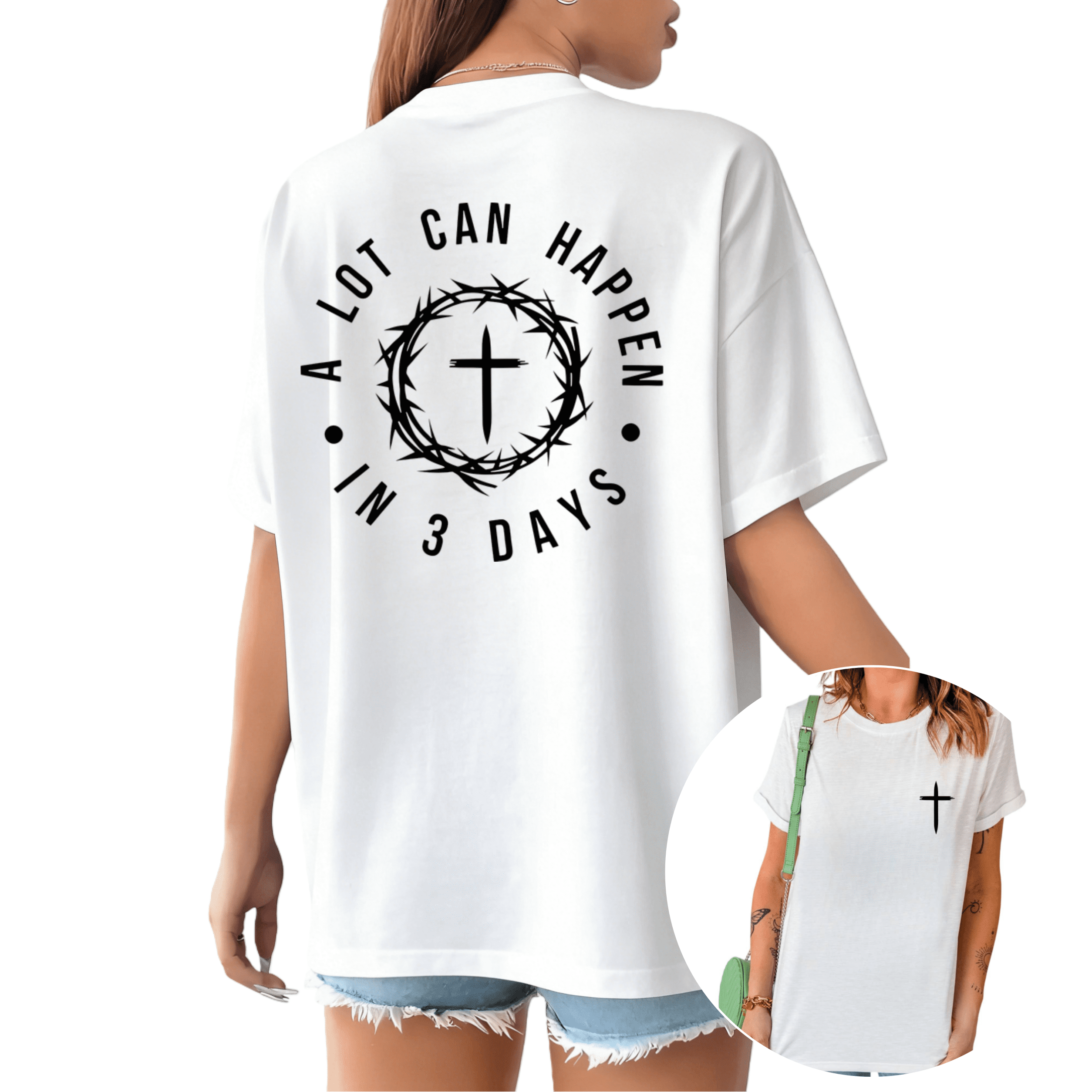 3 Days Resurrection Crown Of Thorns Print Tshirt White S-5XL Faith ...