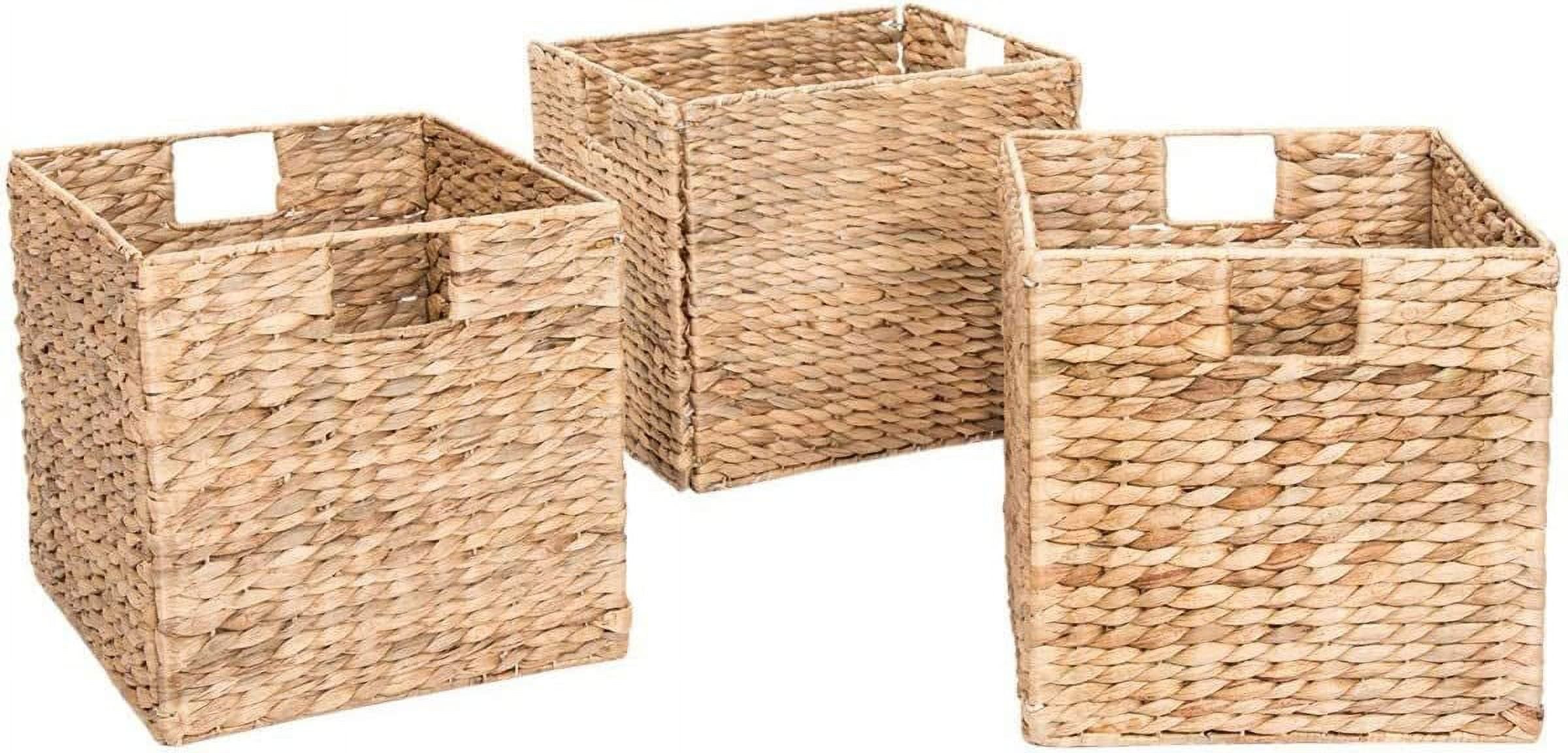 3 Decorative Hand-Woven Small Water Hyacinth Wicker Storage Basket ...