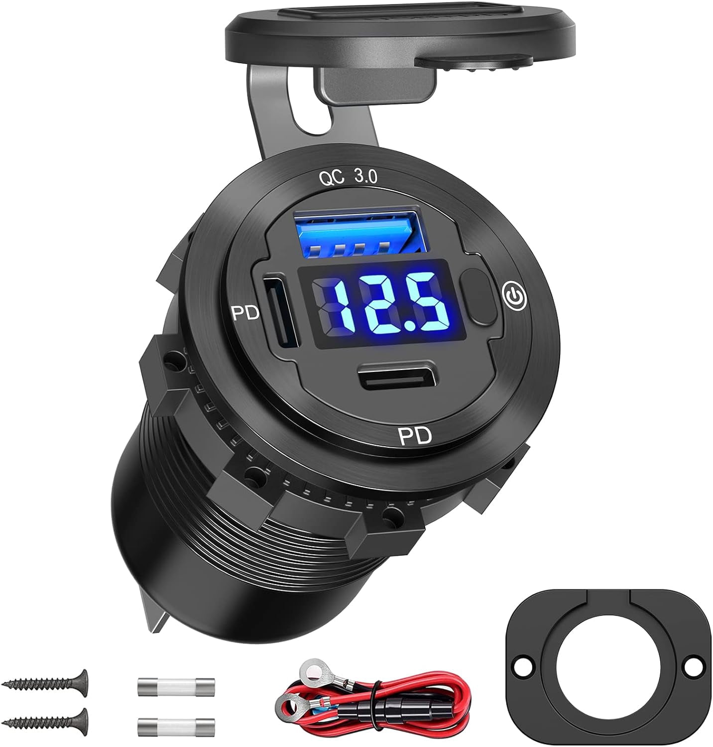 3 Devices Simultaneously】This USB 12v outlet is designed with a longer ...