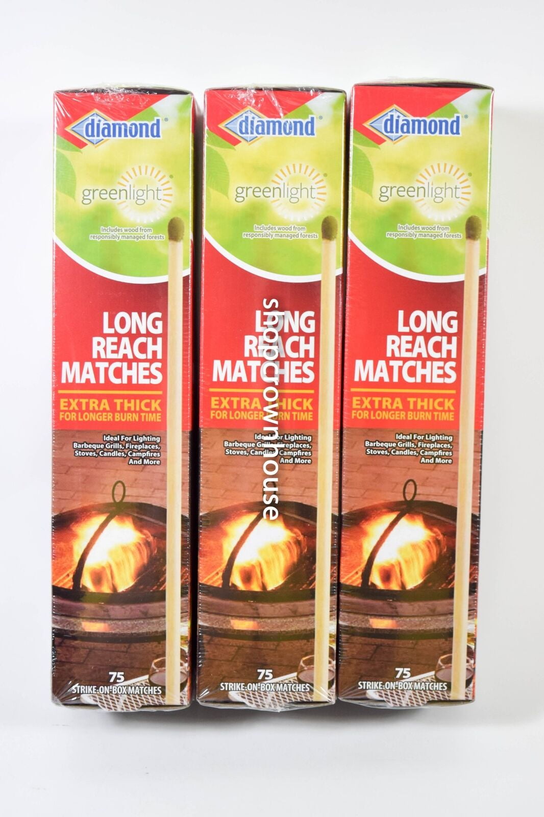 3 Diamond Long Reach Matches 75 Count box = 225 Total - Long Burn Time ...