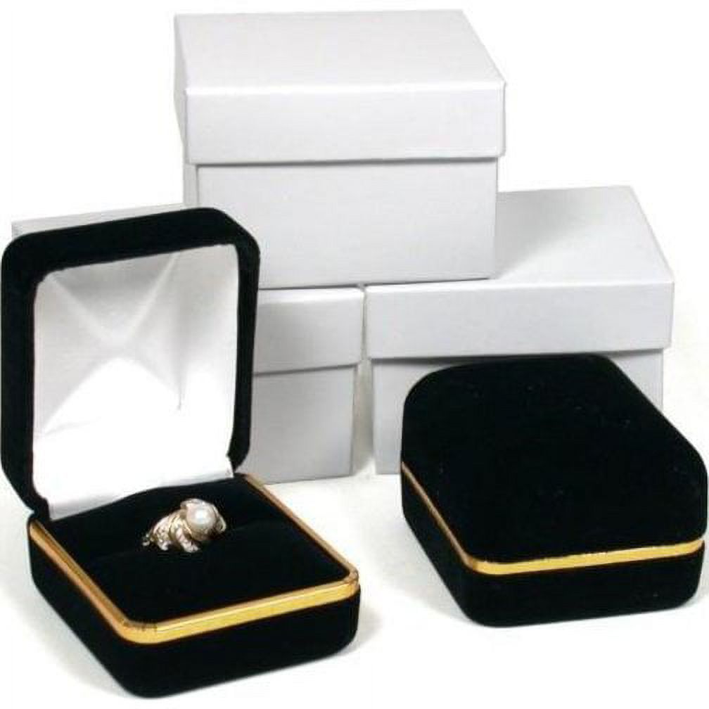 3 Diamond Ring Gift Boxes Displays Black Velvet Tools - Walmart.com