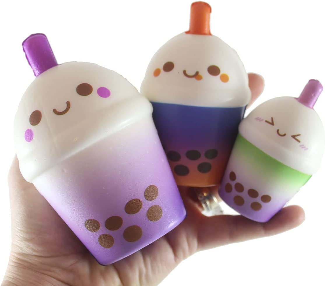 3 Different Size Bubble Tea Drink Slow Rise Squishy Toys - Memory Foam ...