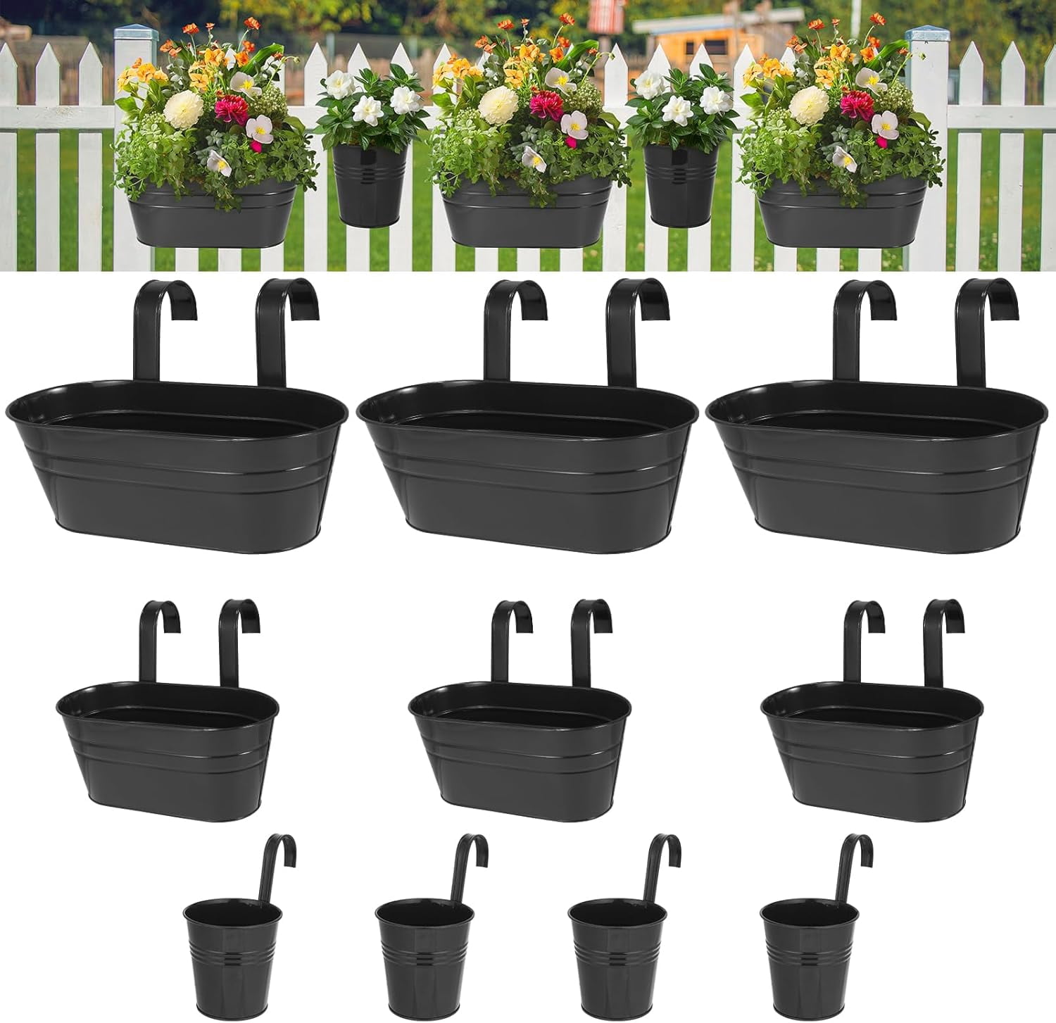 3 Different Size Metal Iron Hanging Flower Pots 10 Pcs for Outdoor ...