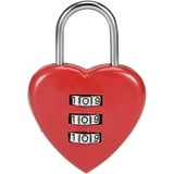 3 Digit Combination Padlock, 3mm Shackle, Zinc Alloy Lock Heart Shaped ...
