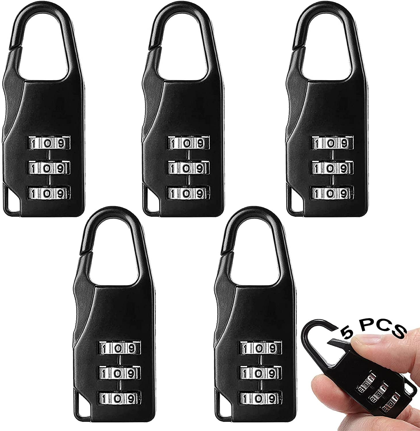 3 Digit Combination Padlock 5 Pieces Resettable Combination Padlock 3 ...