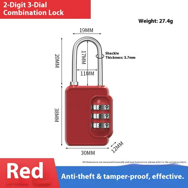 3 Digit Combination Padlock Shackle for Gym Locker Fence Suitcase ...