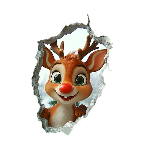 3 Dimensional Christmas Wall Sticker Santa Reindeer Christmas Wall Art ...