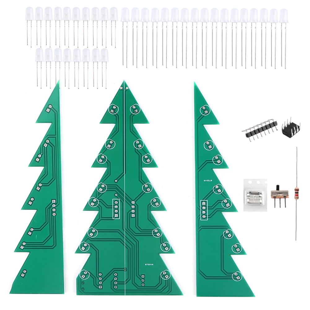 3‑Dimensional Printed Circuit Board Module Christmas Tree LED DIY Kit ...