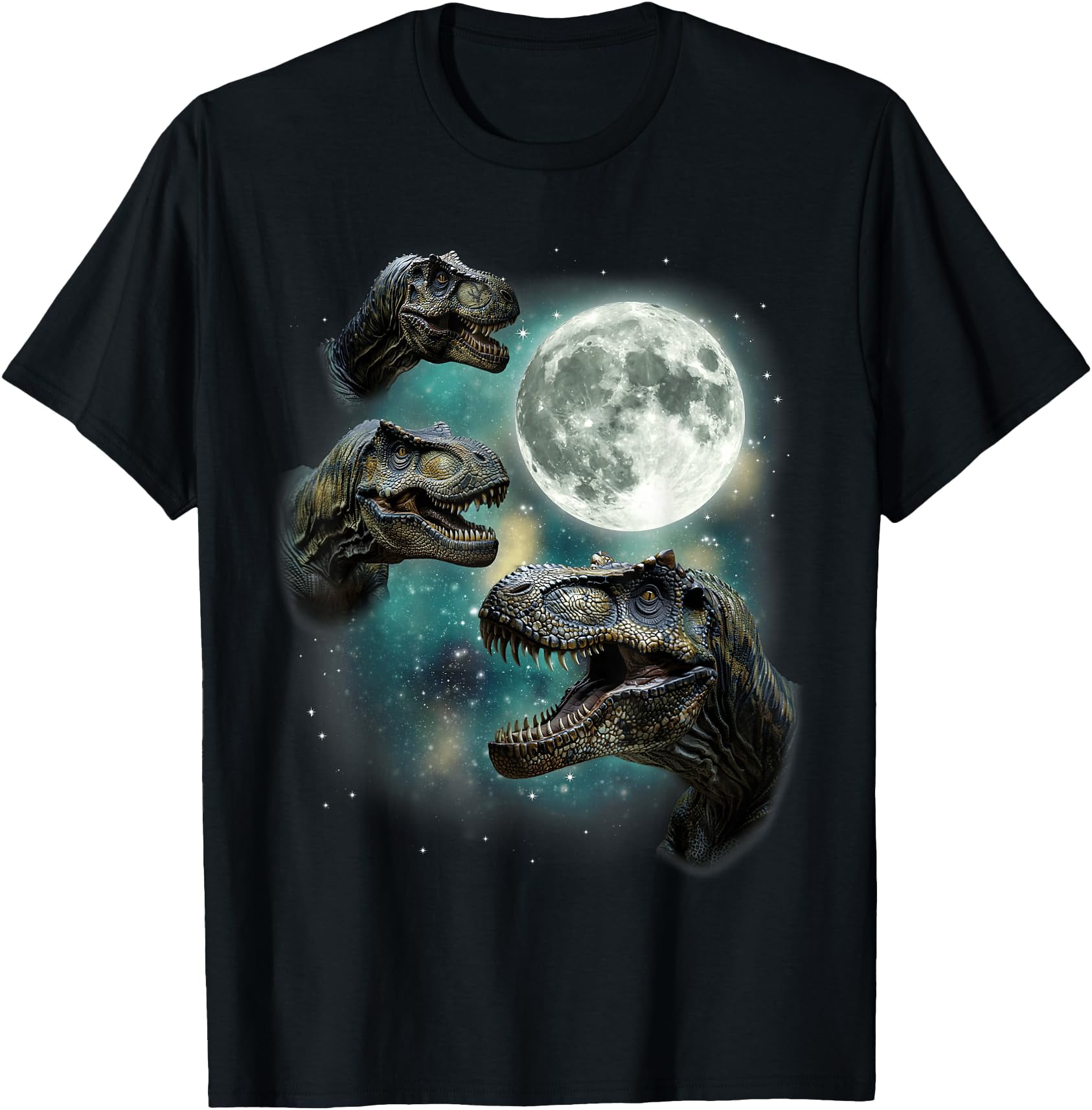 3 Dinosaurs Tyrannosaurus Howling At Moon Prehistoric Parody Dino ...