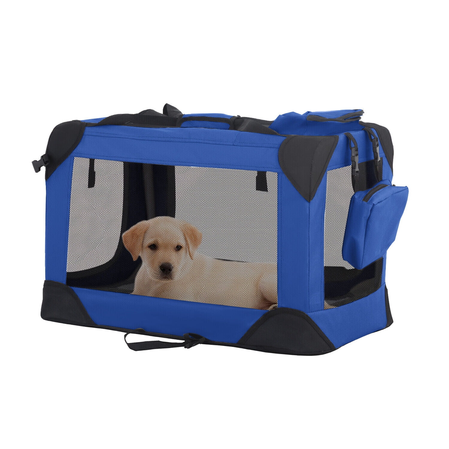 3-Door Portable Folding Soft Dog Crate Dog Kennel Lightweight Foldable ...