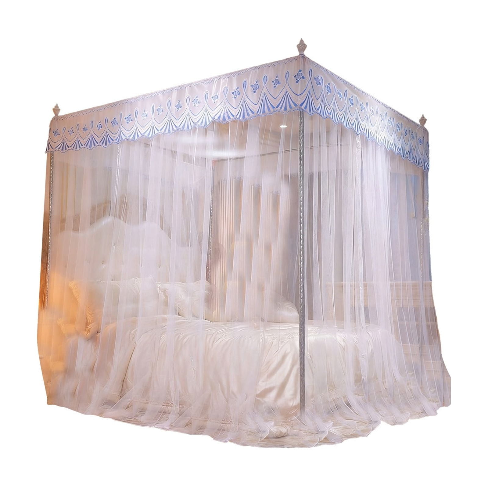 3-Door Princess Style Bed, Floor-Length Net for Double Bed, Romantic ...
