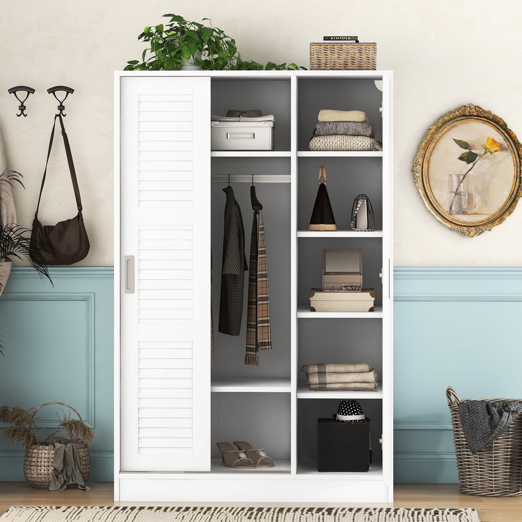 3-Door Shutter, White MDF Material - Keeps Bedroom Items in Order - In ...
