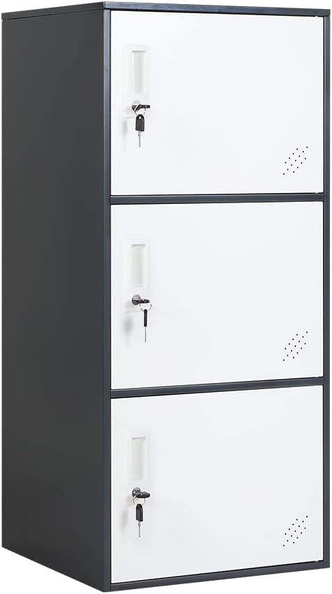 3 Door Vertical Stackable Storage Cabinet with Lock, Anti-Failing ...