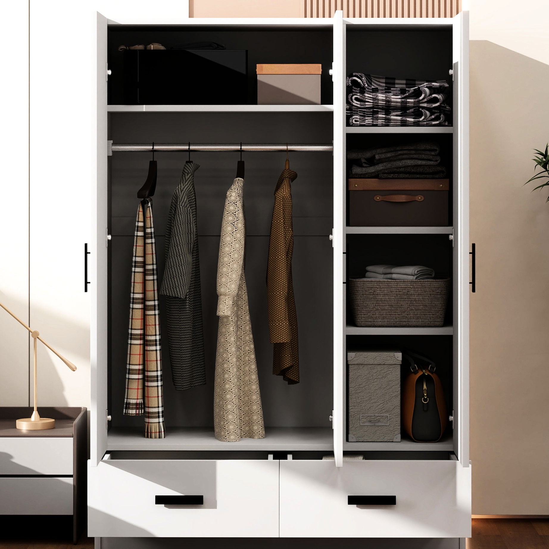 3-Door Wardrobe with Aluminum Alloy Clothes Rail - Hang Your Clothes ...
