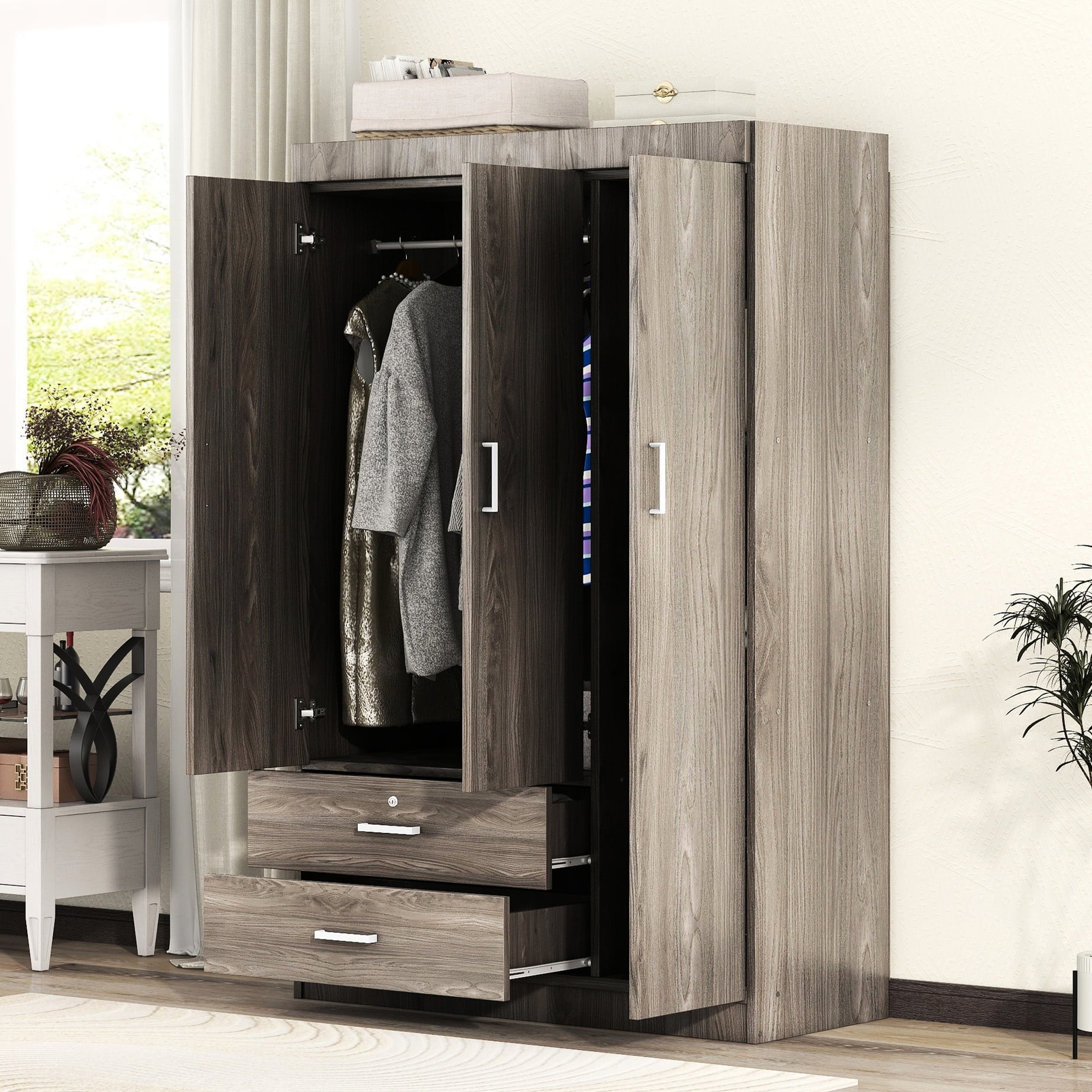 3-Door Wardrobe with Drawer Functionality | Great for Bedroom Storage ...
