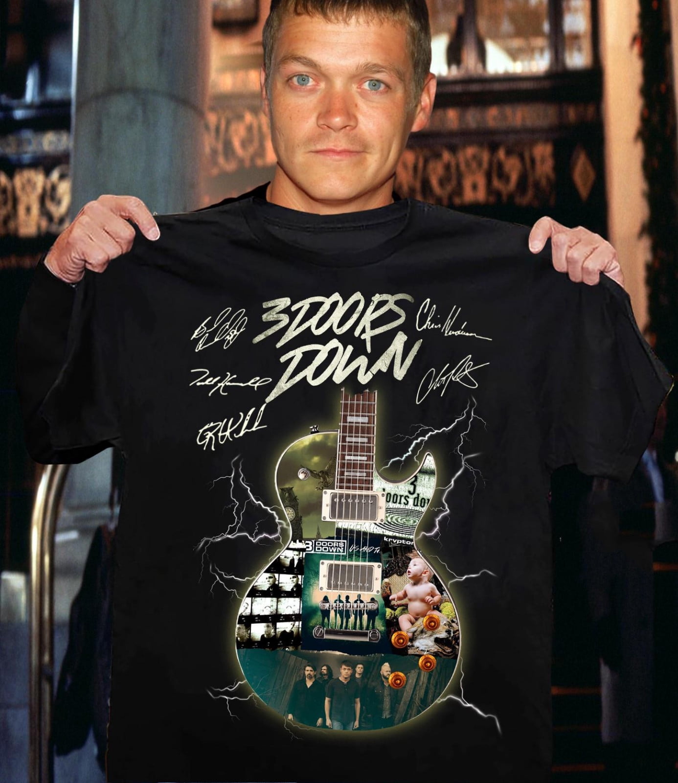 3 Doors Down Band Signatures - CONCERT MUSIC Black All Size Shirt ...