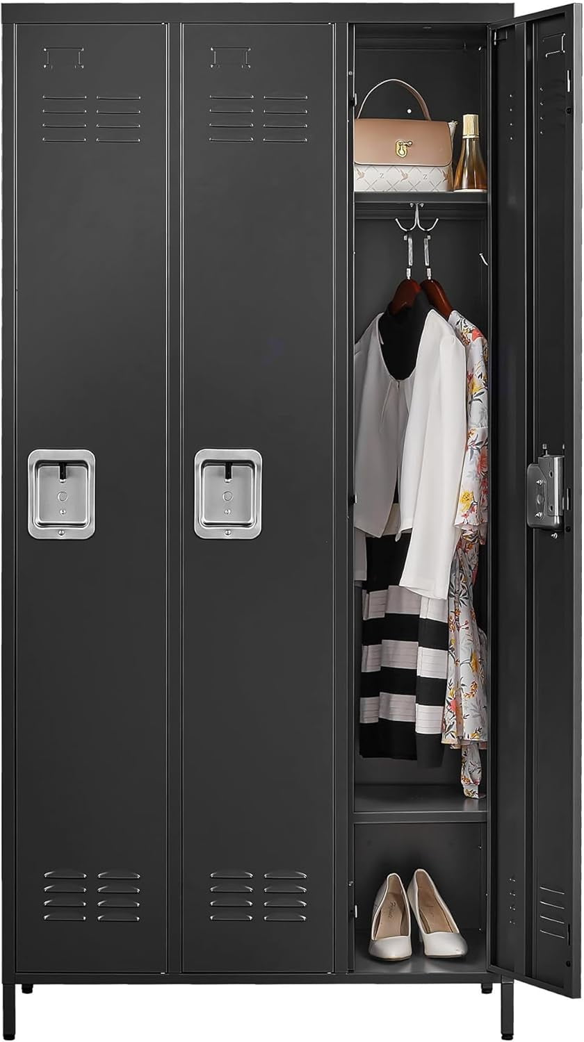 3 Doors Metal Lockers for Employees 71" H Storage Cabinet Lockable ...