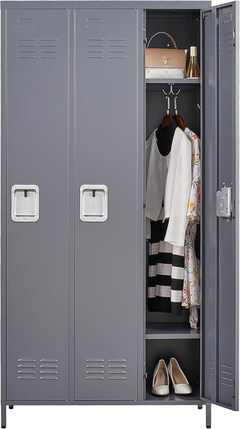 3 Doors Metal Lockers for Employees 71" H Storage Cabinet Lockable ...