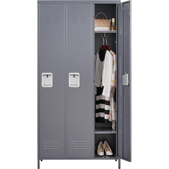 3 Doors Metal Lockers for Employees 71" H Storage Cabinet Lockable ...