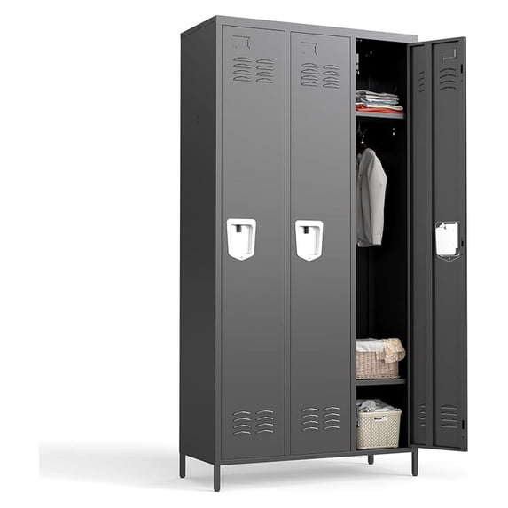 3 Doors Metal Lockers for Employees 71" H Storage Cabinet Lockable ...