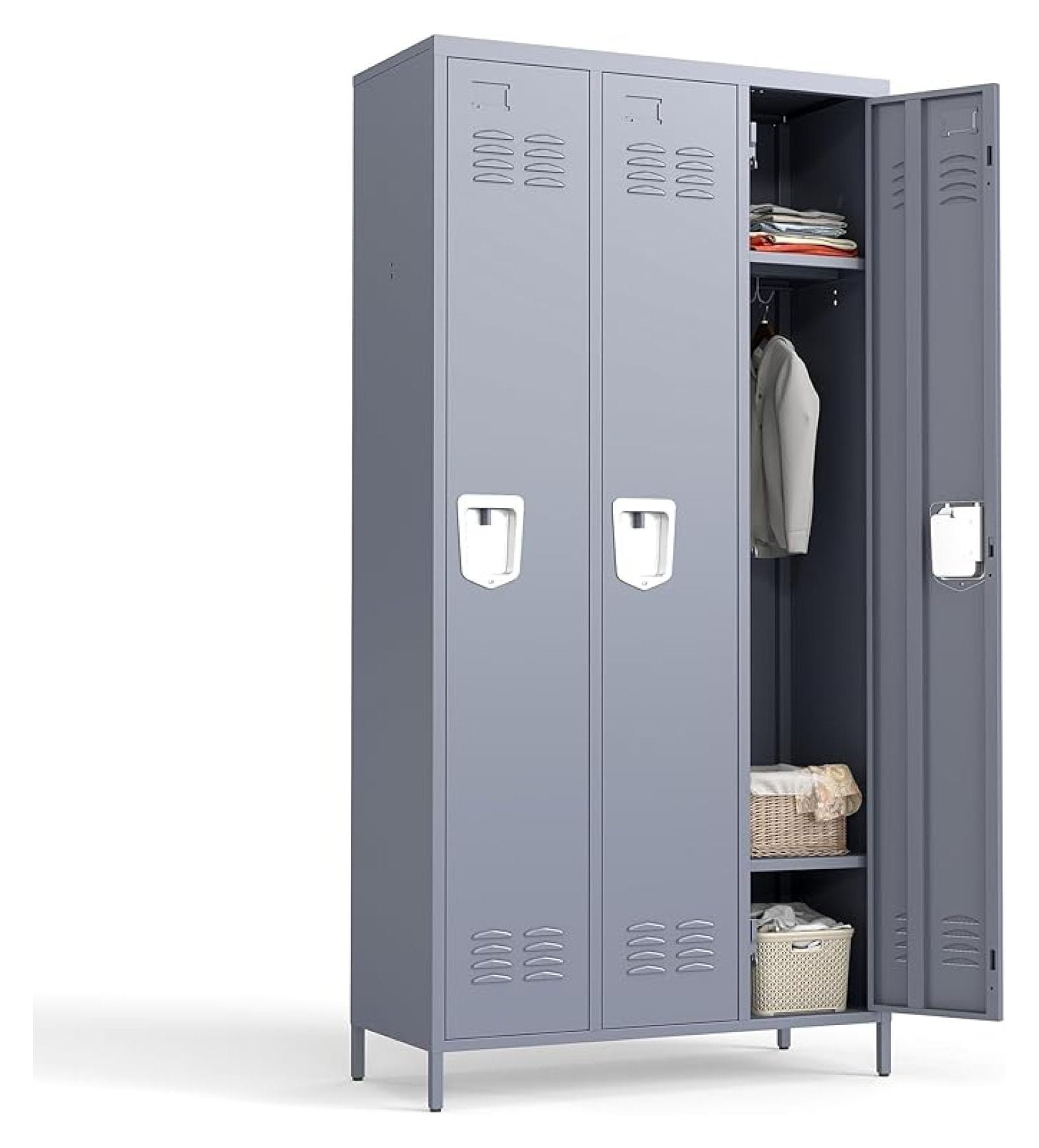 3 Doors Metal Lockers for Employees 71" H Storage Cabinet Lockable ...