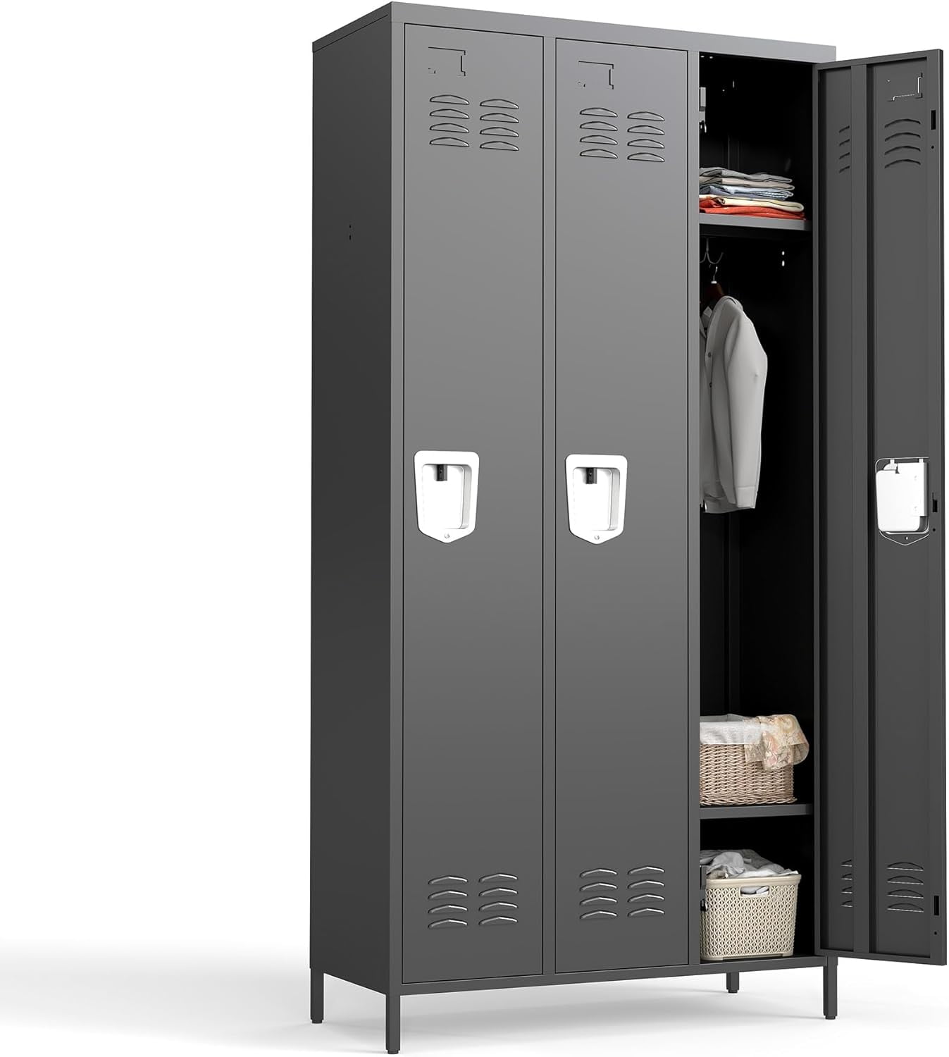 3 Doors Metal Lockers for Employees 71" H Storage Cabinet Lockable ...