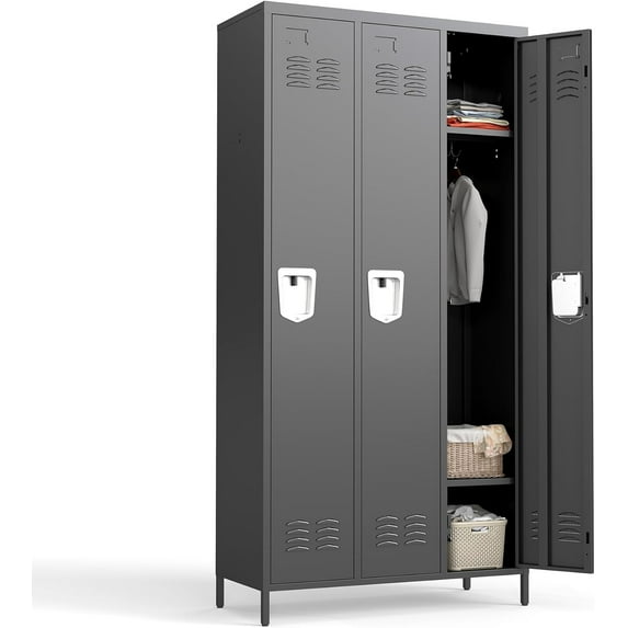 3 Doors Metal Lockers for Employees 71" H Storage Cabinet Lockable ...